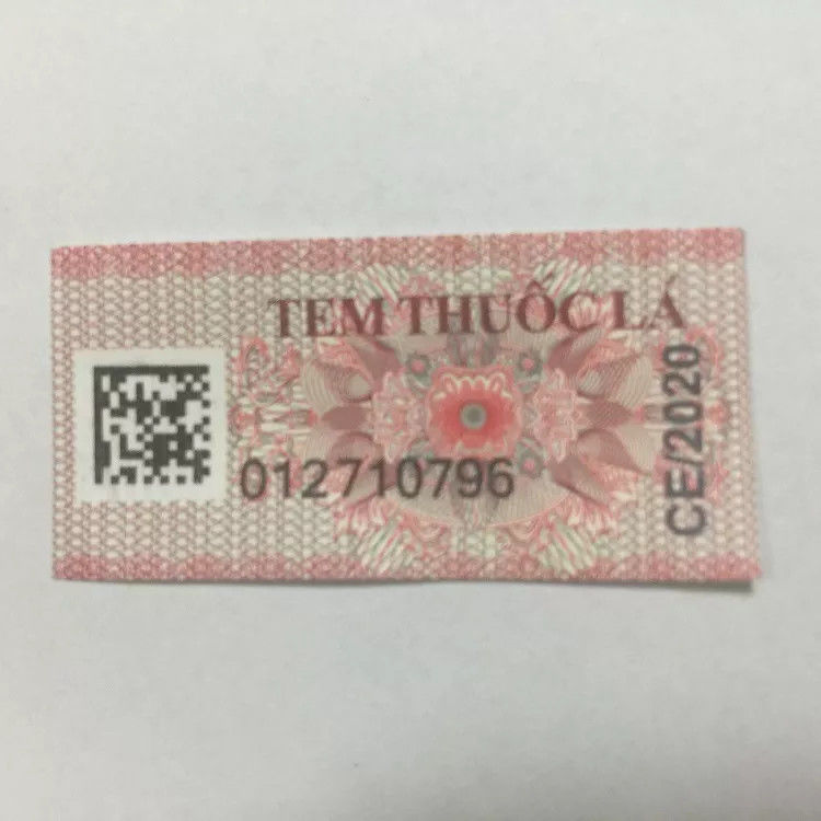 Serial Number Duty Excise Stamp Color Change Holographic Cigarette ...
